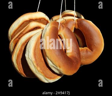 black cereal rings in form of frame with space for text, delicious ...