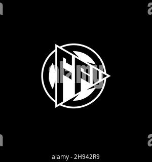 FF logo with triangle shape and circle rounded design template isolated ...