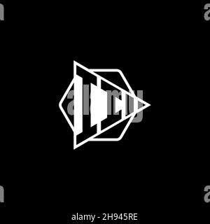 II Monogram logo letter with triangle play button shape hexagonal rounded. Triangle circle ...