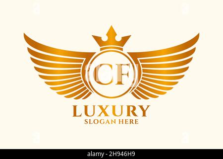 Luxury royal wing Letter CF crest Gold color Logo vector, Victory logo ...