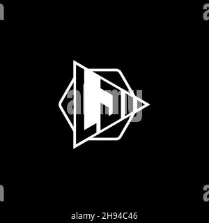 LJ Monogram logo letter with triangle play button shape hexagonal rounded. Triangle circle ...