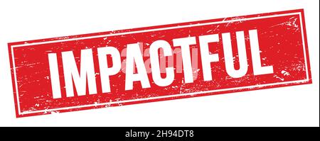 IMPACTFUL text on red grungy rectangle vintage stamp Stock Photo - Alamy