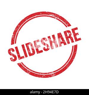 SLIDESHARE text written on red grungy zig zag borders round stamp Stock ...