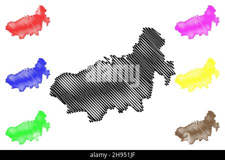 Charkhi Dadri district (Haryana State, Republic of India) map vector ...