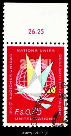 UNITED NATIONS - CIRCA 1969: A Stamp printed in UNITED NATIONS shows ...