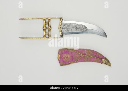 Dagger with Sheath, 18th century, Indian, Steel, skin (shark), jade ...