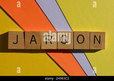 Jargon, word in wooden alphabet letters isolated on background as ...