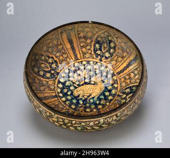 Iranian fritware (stone-paste) bowl with an elephant and three ...