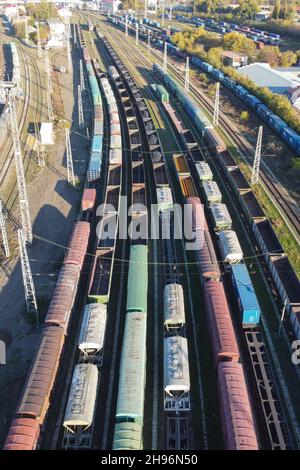 siding track in railroad traffic, rail network and transportation ...
