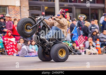 Oklahoma, DEC 4, 2021 - Man riding motor bike in Cowboy Christmas Parade Stock Photo - Alamy
