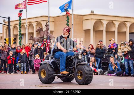 Oklahoma, DEC 4, 2021 - Man riding motor bike in Cowboy Christmas Parade Stock Photo - Alamy