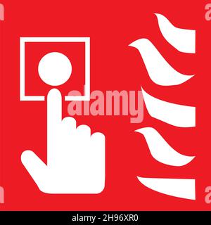 Fire alarm call point sign isolated on red background drawing by ...