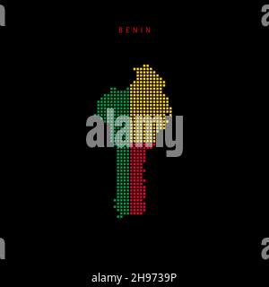 Square dots pattern map of Benin. Dahomey dotted pixel map with ...