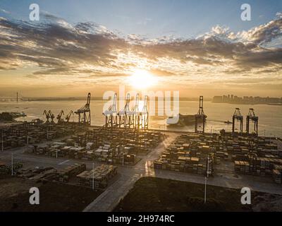 Yangpu. 5th Dec, 2021. Aerial photo taken on Dec. 5, 2021 shows the ...
