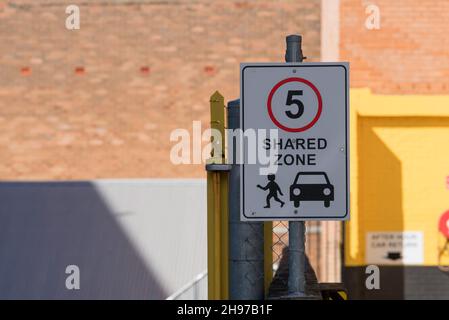 shared traffic zone road sign australia Stock Photo - Alamy