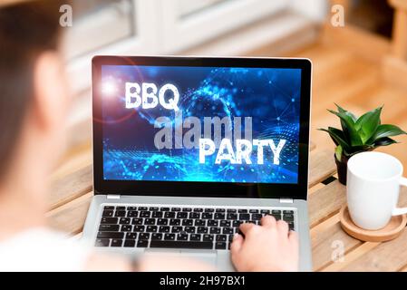 Conceptual display Bbq, Business showcase usually done outdoors by ...