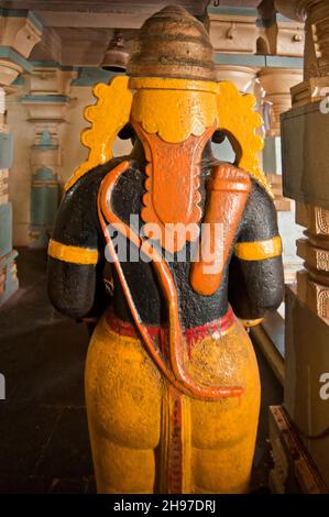 Statue of a Dwarpal(Guard) in stone in Sri Ram Temple of Phaltan Stock ...