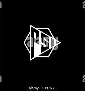 PS logo with triangle shape and circle rounded design template isolated ...