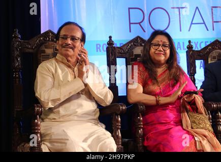 Indian magician P. C. Sorcar Jr. along with his wife Jayashree Devi at ...