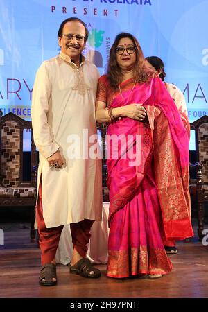 Indian magician P. C. Sorcar Jr. along with his wife Jayashree Devi at ...