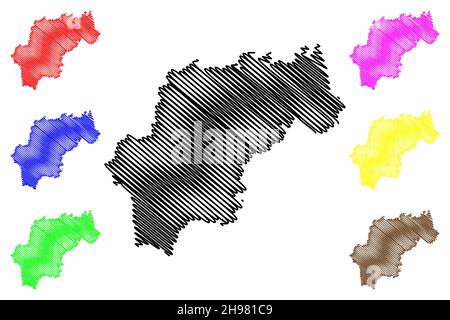 Churu district (Rajasthan State, Republic of India) map vector ...