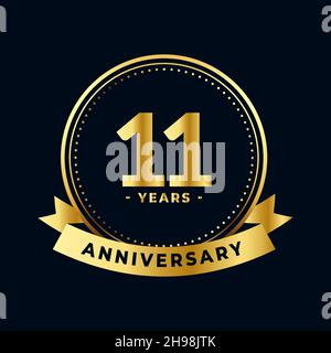 Golden number eleven years (11 years) celebration design. Anniversary ...