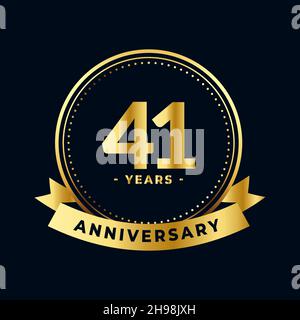 Forty One, 41 Years Anniversary Celebration Gold and Black Template ...