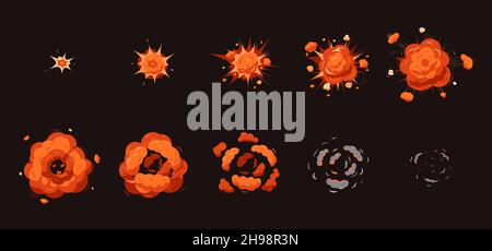Cartoon disappear explode bomb explosion with smoke cloud vector ...
