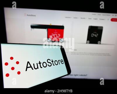 Smartphone with website of Norwegian automated storage company ...