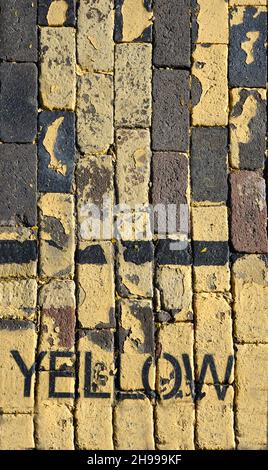 Caution, stand behind the yellow line sign in a Vancouver Skytrain ...