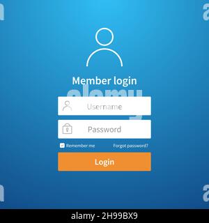 User login form template. Sign in window with blurred backdrop. Login interface. Website UI UX ...