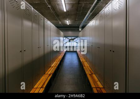 Room, locker room for workers with individual lockers for changing ...