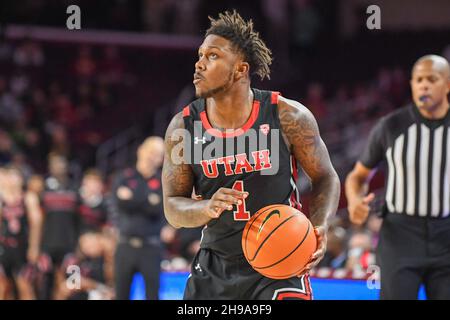 Utah guard David Jenkins Jr. controls the ball during the second half ...