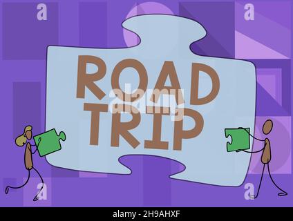 Text sign showing Road Trip. Business idea Roaming around places with ...