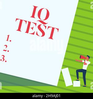 Human brain and IQ test text isolated on white background. 3D ...