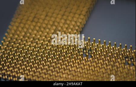 Computer CPU processor showing pin connections and components Stock ...