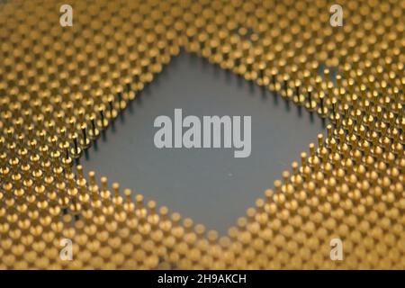 Computer CPU processor showing pin connections and components Stock ...