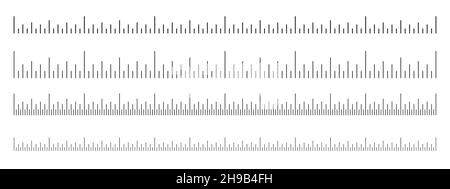 Set of 6 inches scale for ruler with markup, numbers and fractions. Math or geometric tools for ...