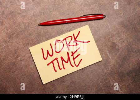 Text caption presenting Work Time. Internet Concept period starts when ...
