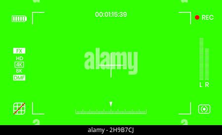 Green colored chroma key camera rec frame viewfinder overlay background ...