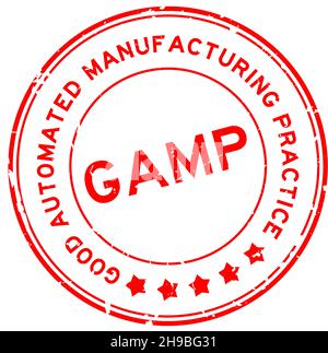 Grunge red GAMP Good Automated Manufacturing Practice word round rubber ...