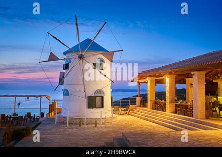 Traditional white windmill, Cape Skinari, Zakynthos Island, Greece ...