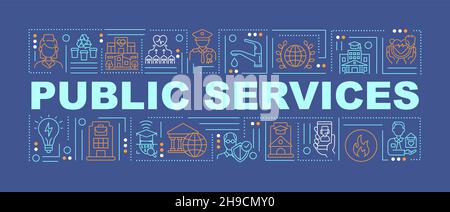 Public services web banner. Infographics with linear icons on white ...