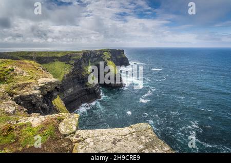 Beautiful panorama of iconic Cliffs of Moher, popular tourist ...