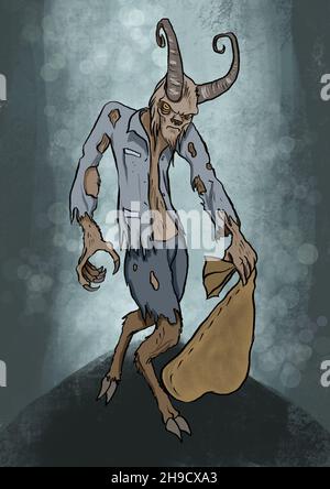 The Goat Man illustration cryptid monster Stock Photo - Alamy