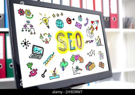 Seo concept shown on a computer screen Stock Photo - Alamy