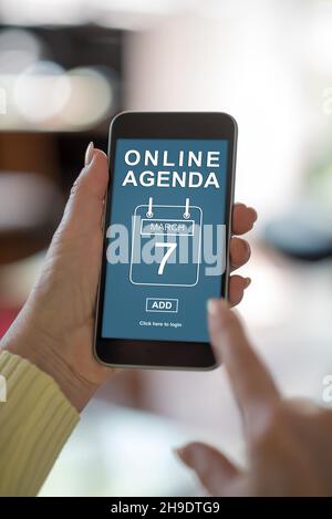 Agenda Smartphone Displaying Internet Calendar And Schedule Stock Photo ...