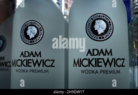 Adam Mickiewicz vodka is seen on store shelf Stock Photo - Alamy
