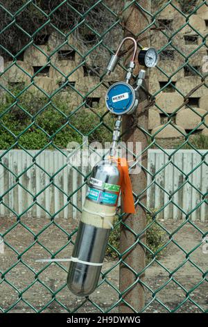 Silonite Canister at location of Huntington Beach oil leak cleanup at ...
