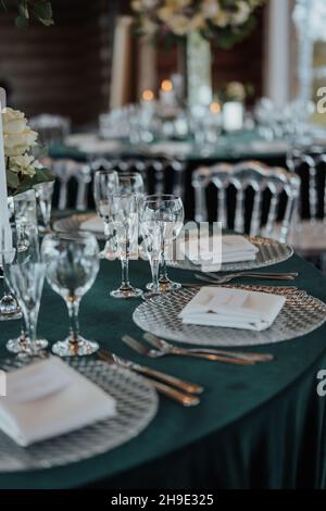 A vertical shot of an arranged table for an event Stock Photo - Alamy